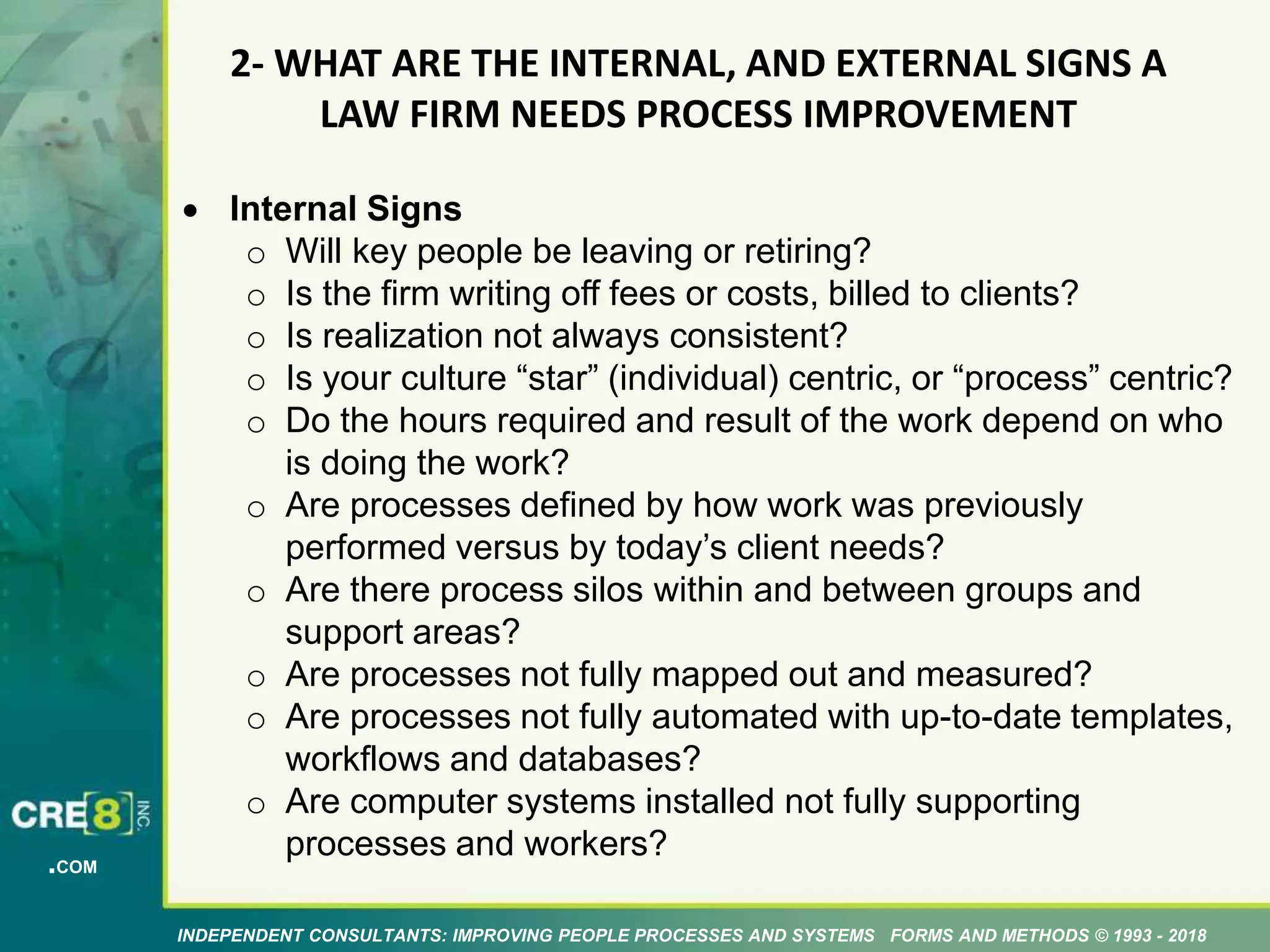 Law Firm Process Improvement Workshop. 20 ideas in 20 minutes. | PPTX