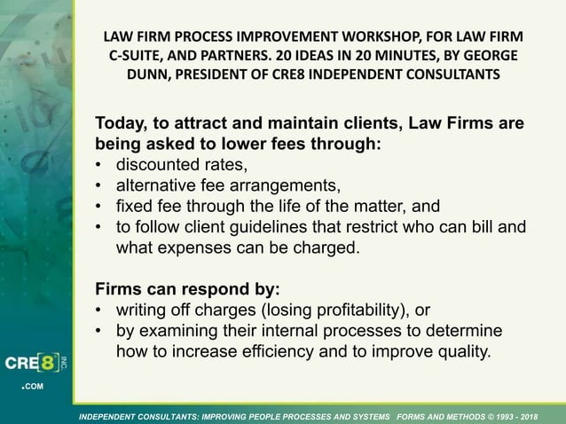 Law Firm Process Improvement Workshop. 20 ideas in 20 minutes. | PPTX