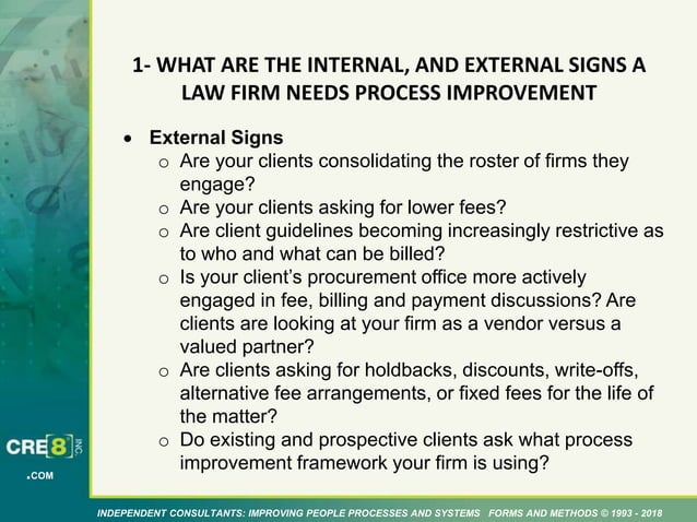 Law Firm Process Improvement Workshop. 20 ideas in 20 minutes. | PPTX