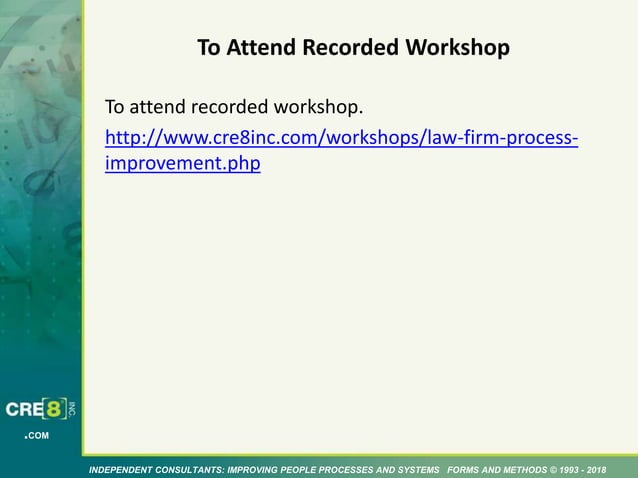 Law Firm Process Improvement Workshop. 20 ideas in 20 minutes. | PPTX