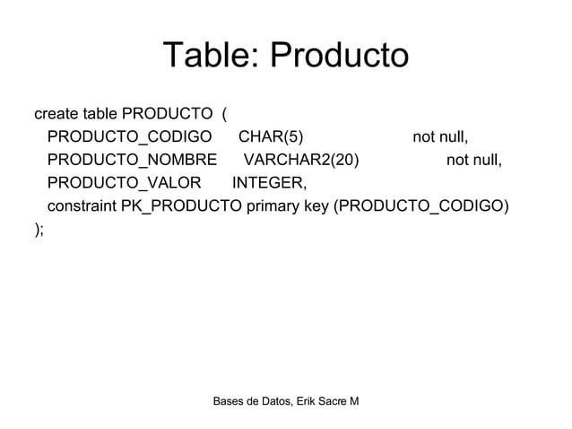 CreacióN Tablas En Oracle | PPT