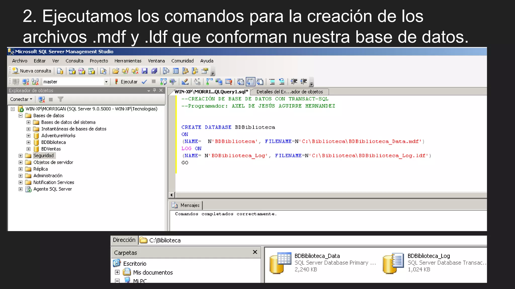 Creación De Base De Datos En Sql Server Pptx
