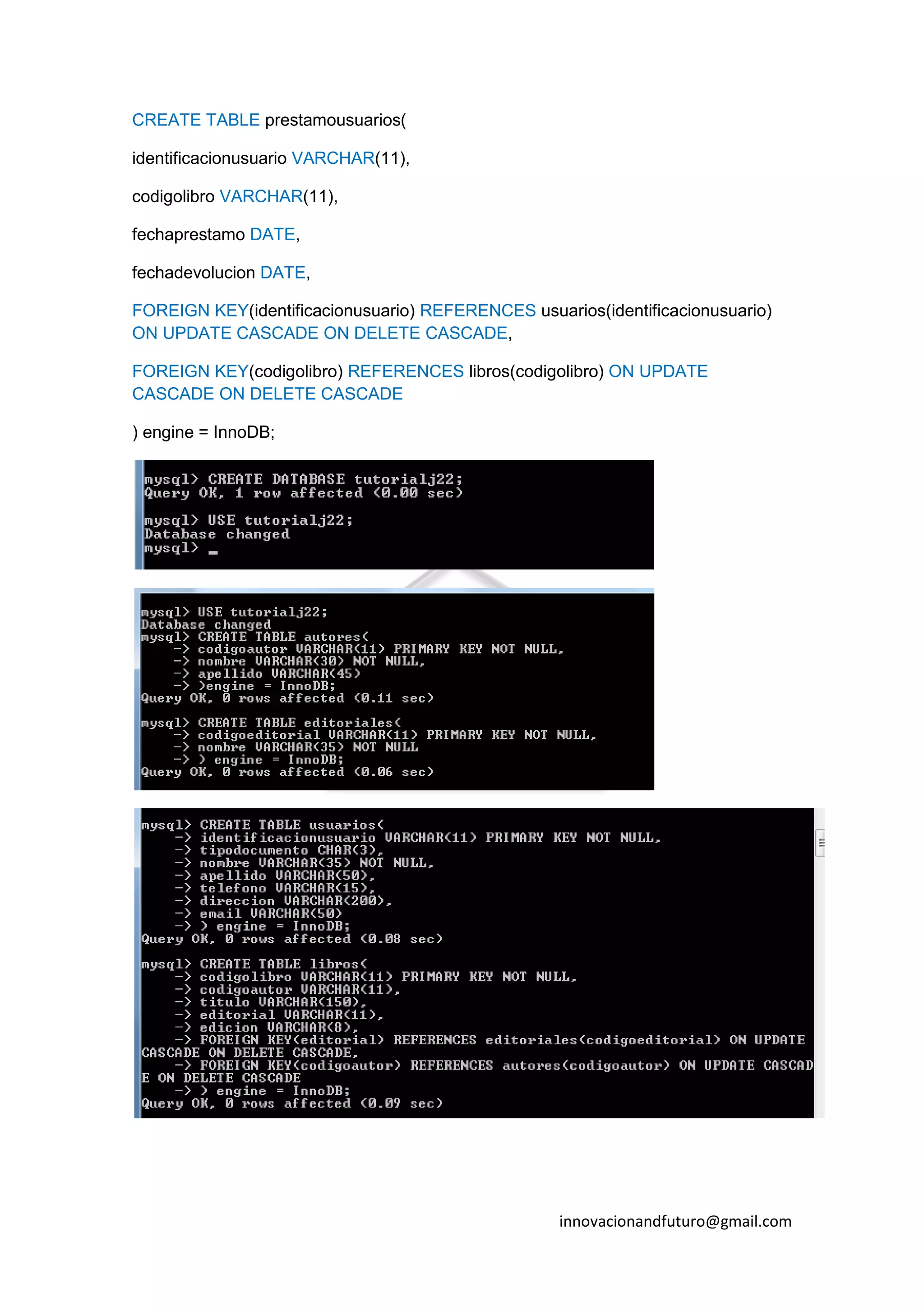 Creación de tablas y relaciones en MySQL y SQL yog | PDF | Databases ...