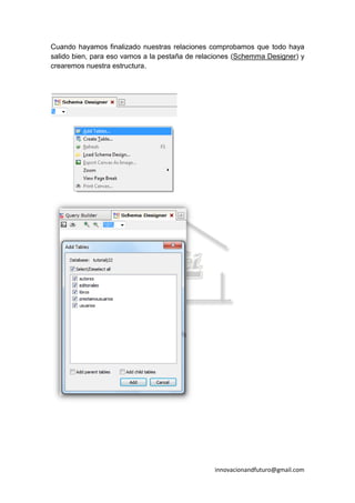 Creación de tablas y relaciones en MySQL y SQL yog | PDF