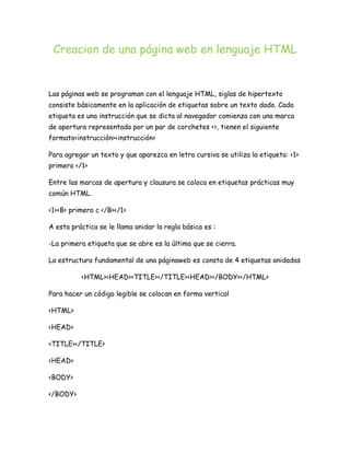 Creacion de pagina web | DOCX