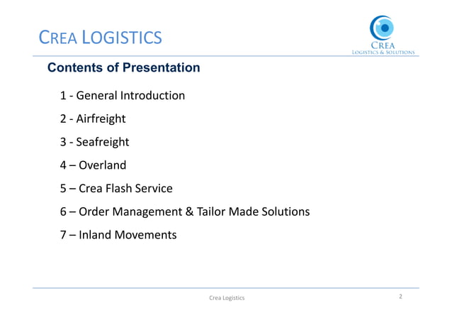CREA LOGISTICS & SOLUTION | PPT