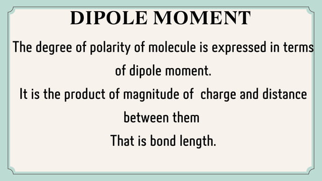 Dipole moment and Hyperconjugation .. organic chemistry | PDF