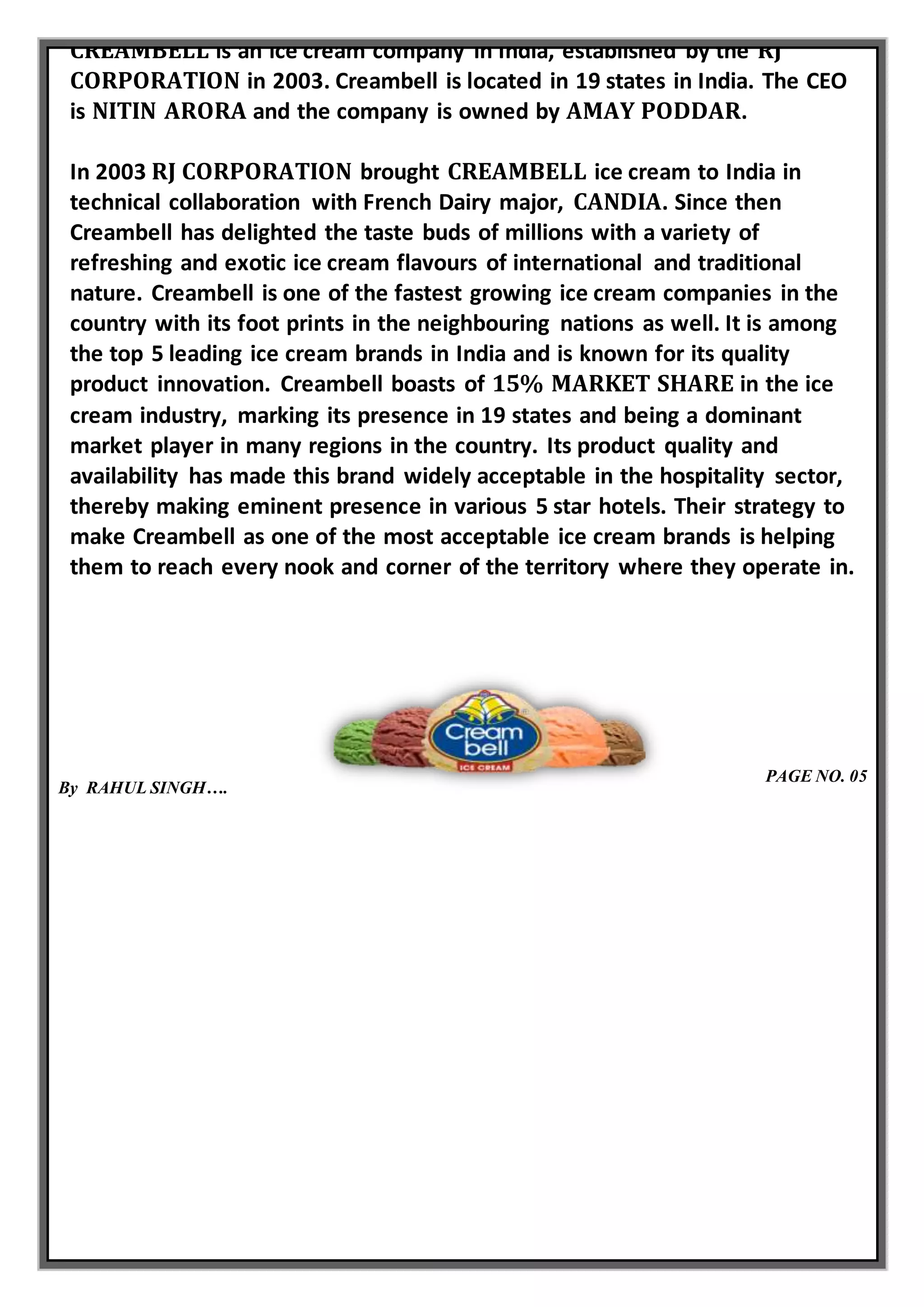 CREAM BELL PROJECT BY RAHUL SINGH | DOCX