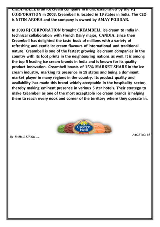 CREAM BELL PROJECT BY RAHUL SINGH | DOCX