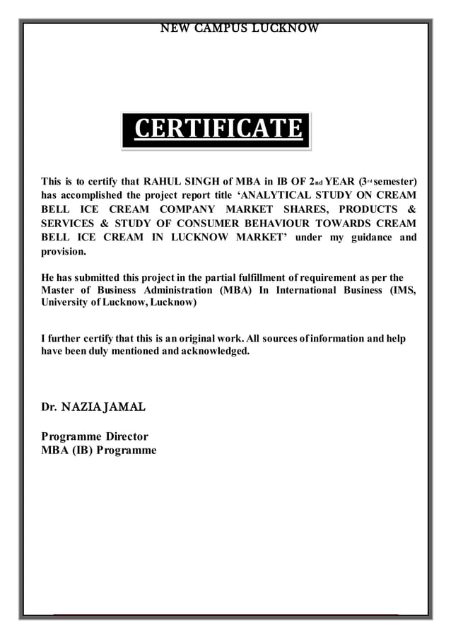 CREAM BELL PROJECT BY RAHUL SINGH | DOCX | Business Administration | Business