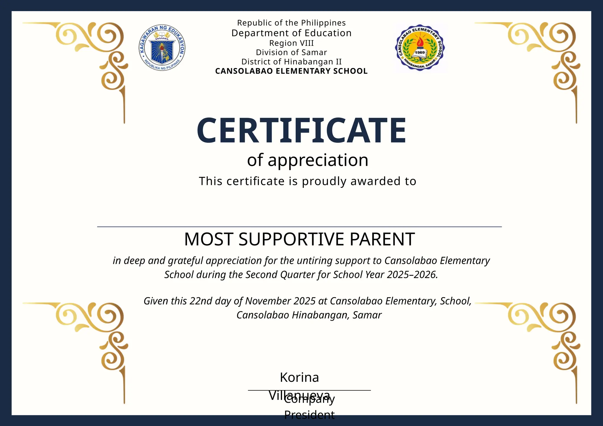 Certificate., of Apreciation for the most supportive parentpptx | PPTX