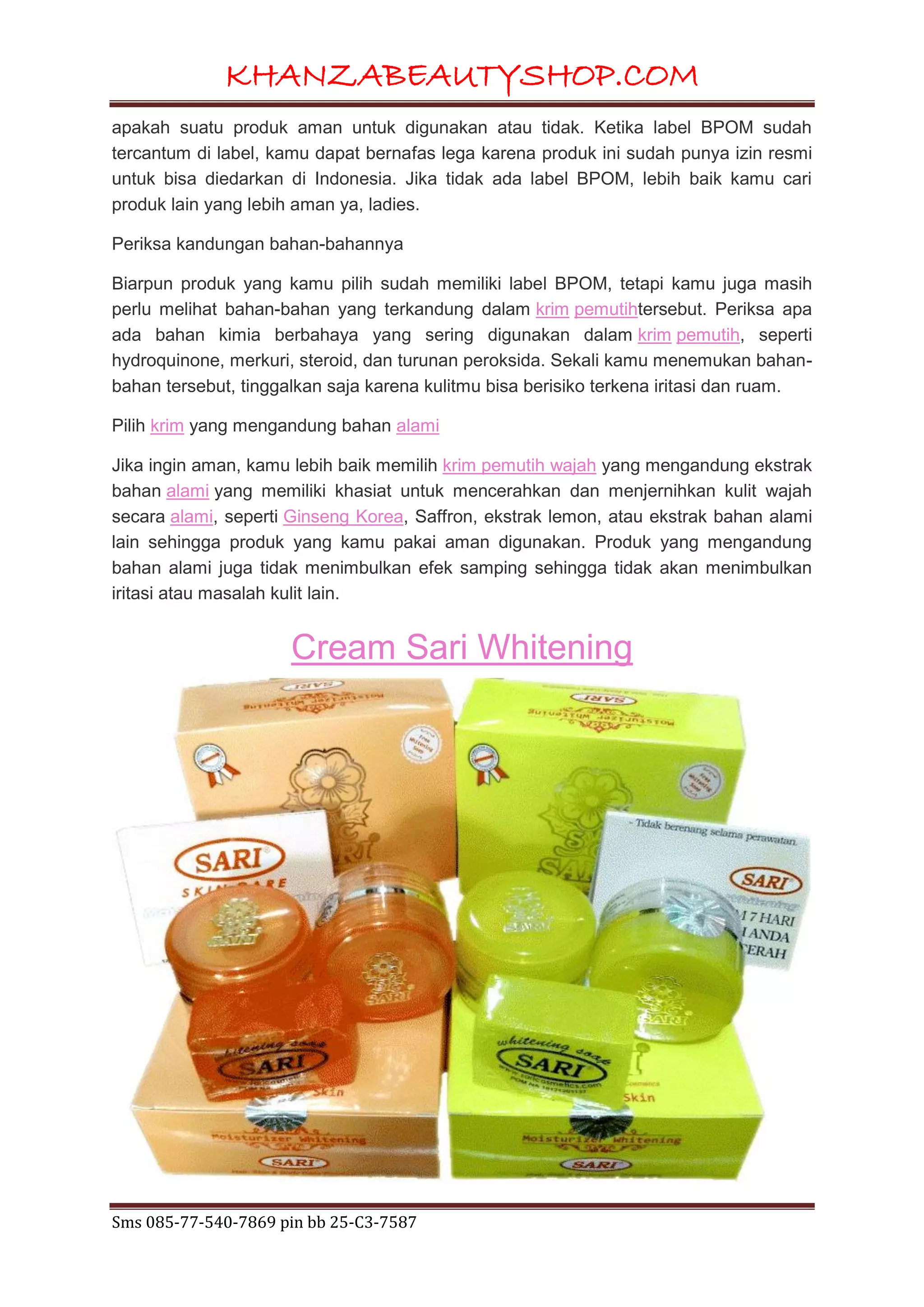 Cream sari whitening | PDF
