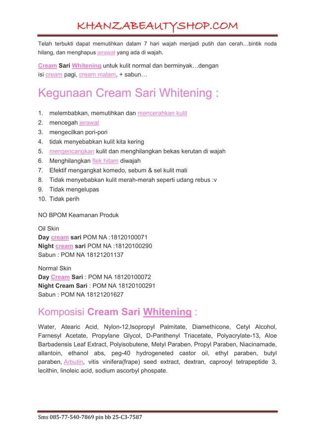 Cream sari whitening | PDF