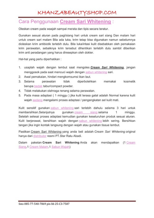 Cream sari whitening | PDF