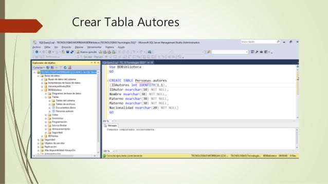 Crear Bd Sql Server
