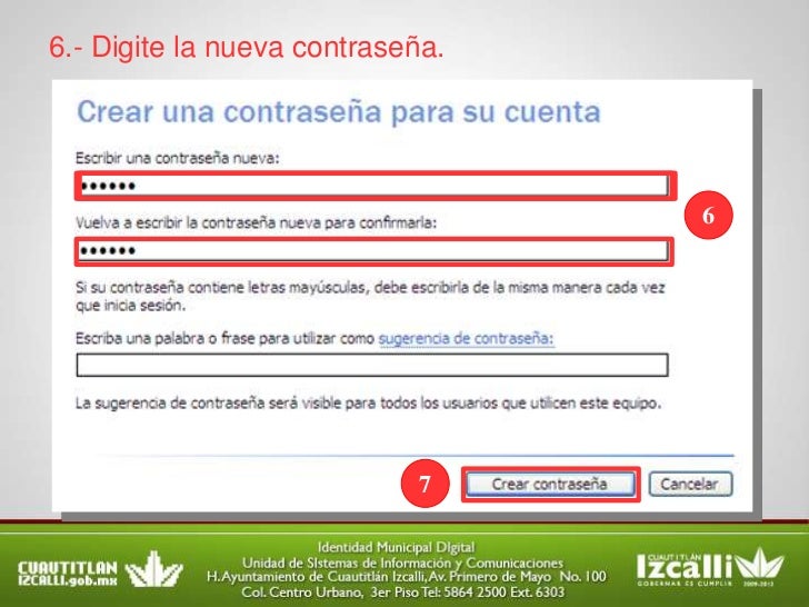 Crear contraseña para un usuario