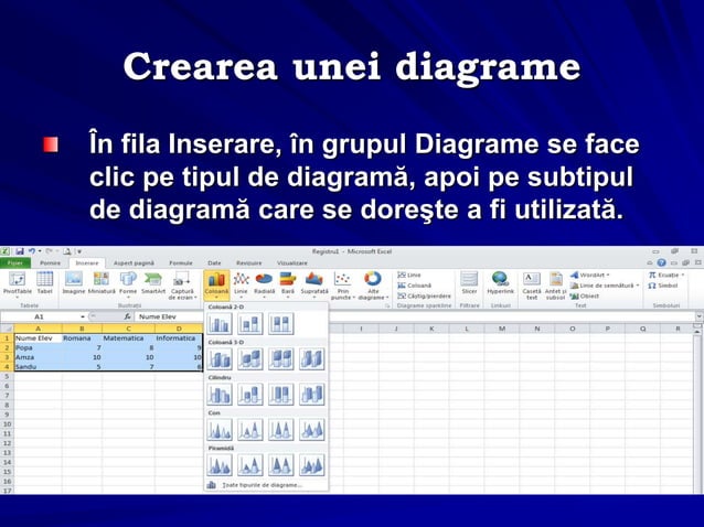 Crearea diagramelor in Excel | PPTX