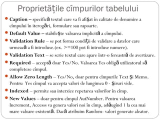 Crearea tabelelor | PPT