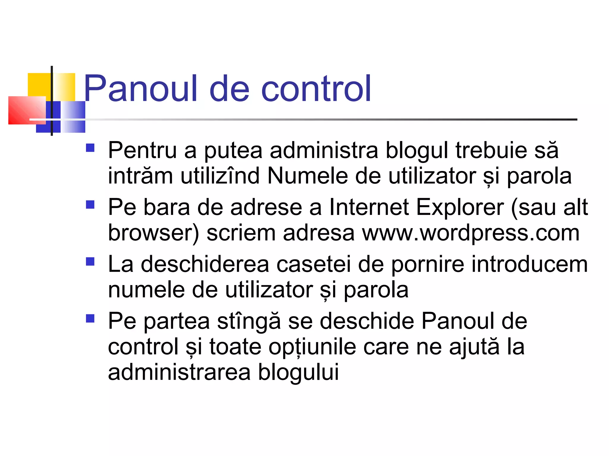 Crearea unui blog | PPT