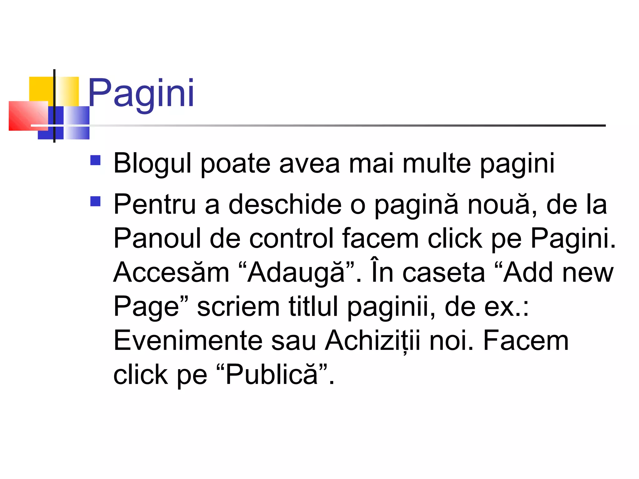 Crearea unui blog | PPT