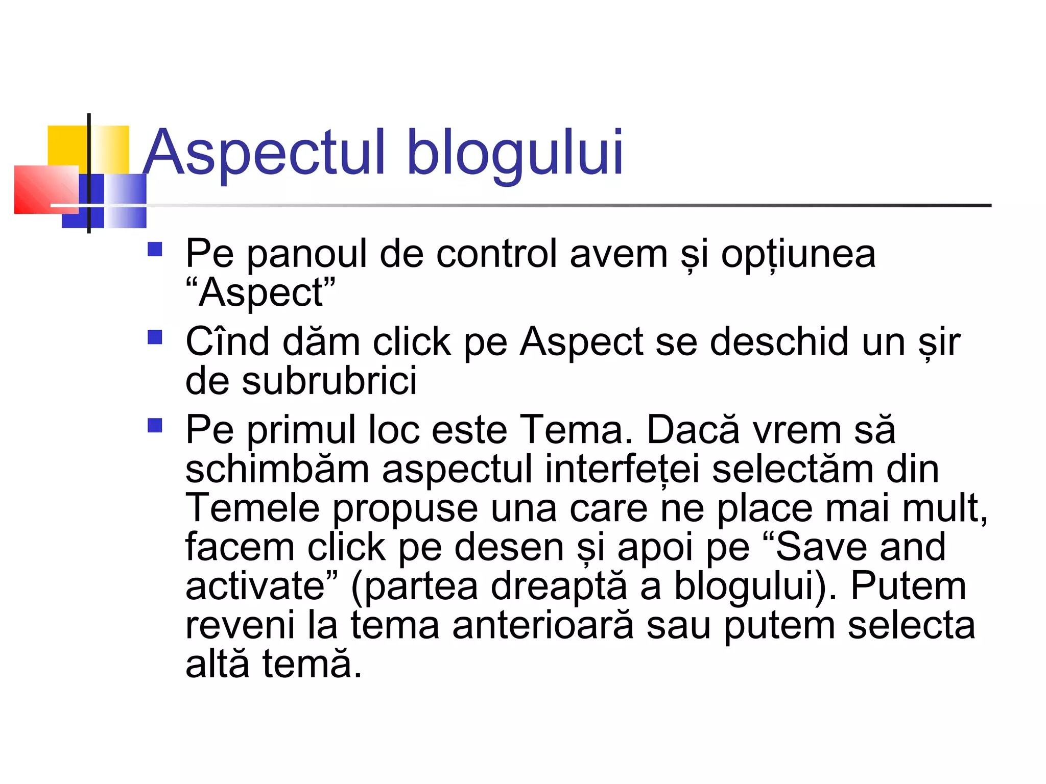 Crearea unui blog | PPT