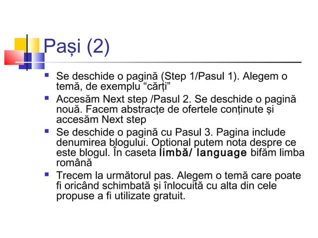 Crearea unui blog | PPT