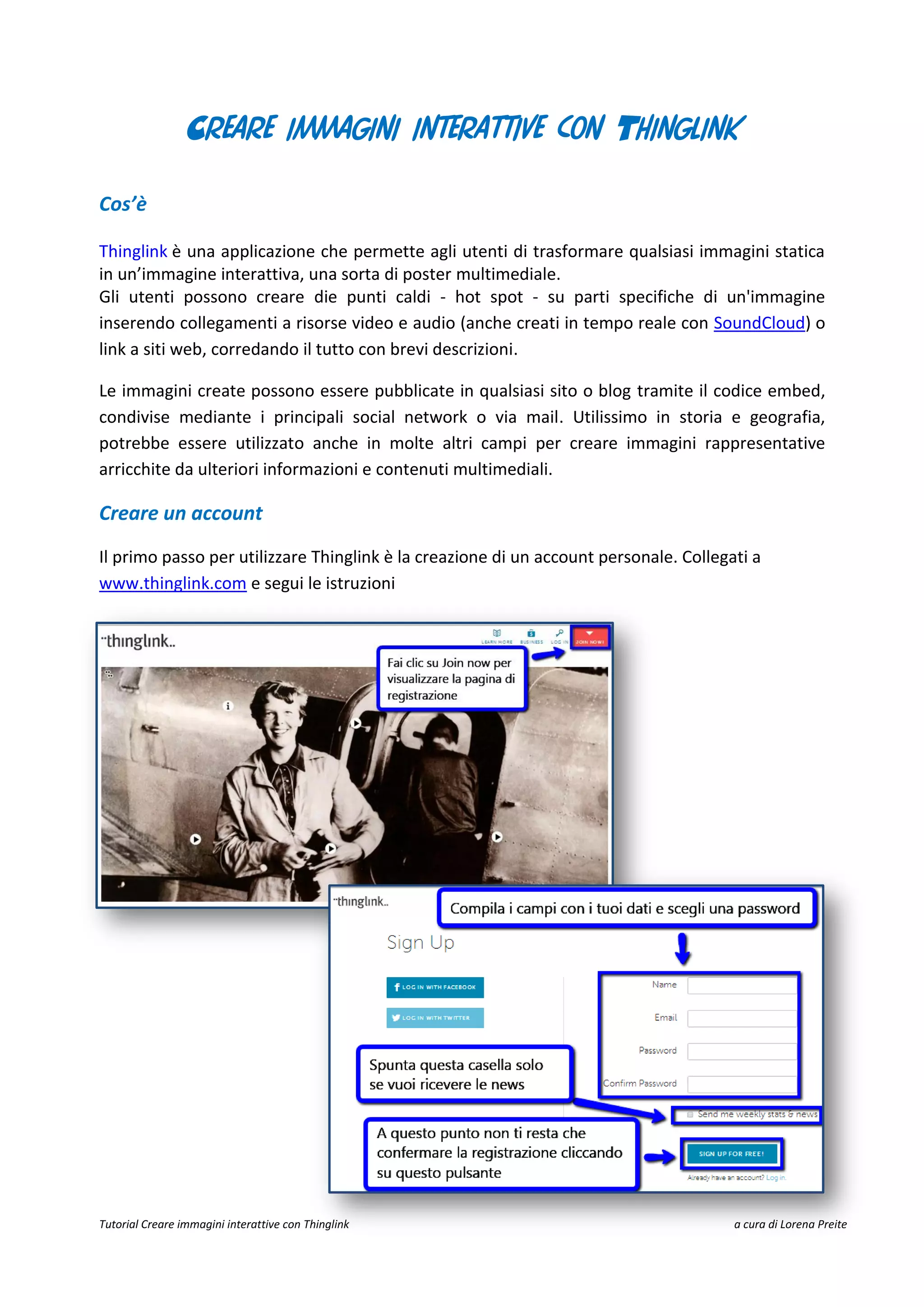 Creare immagini interattive con thinglink tutorial | PDF