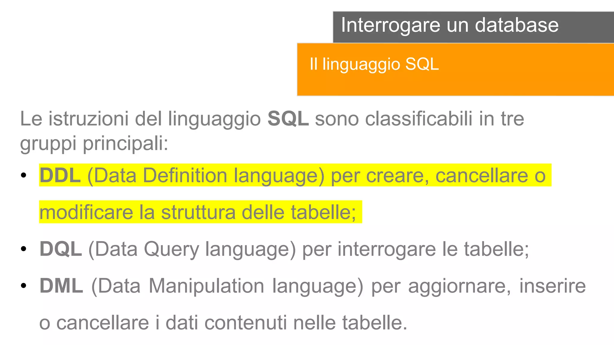 Creare tabelle sul database MySql | PPT