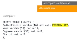 Creare tabelle sul database MySql | PPT