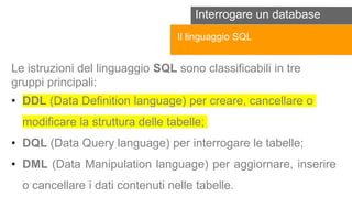 Creare tabelle sul database MySql | PPT