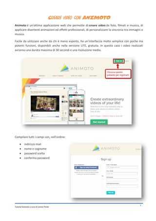 Creare video con animoto | PDF | Photo Editing Software | Computer Software and Applications