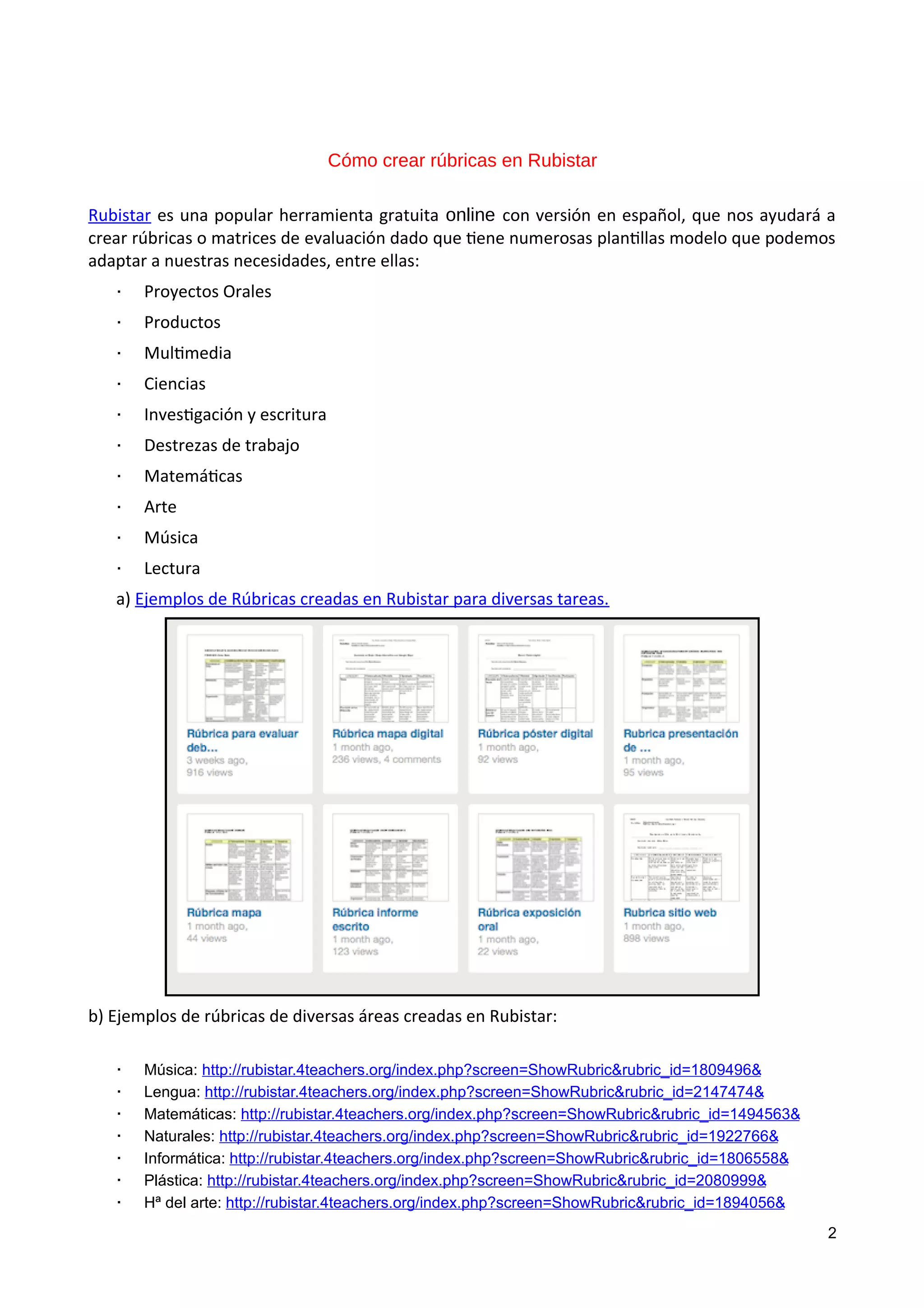 Cómo crear rubricas en Rubistar | PDF