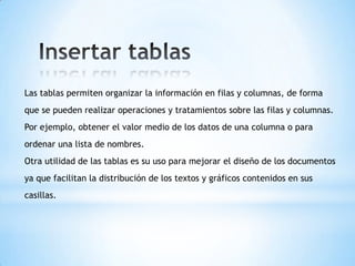 insertar tablas en word | PPTX