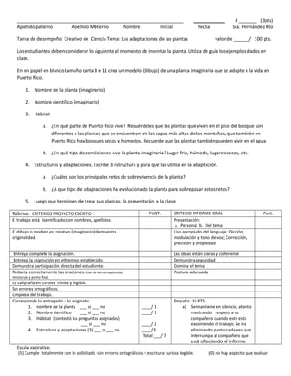 Crear una planta tarea de desempeño | DOC