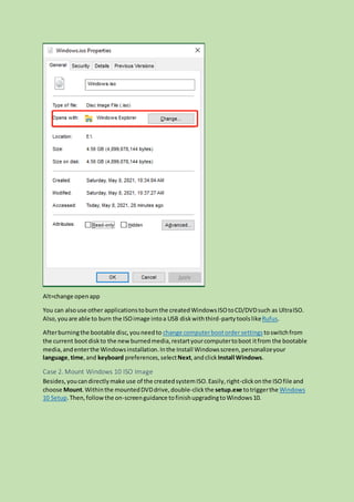 create windows 10 iso mage from existing installation | DOCX