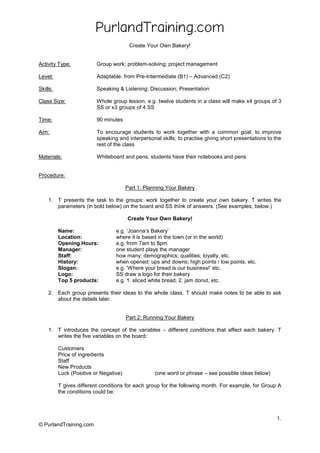 Create Your Own Bakery (Free Lesson Plan) | PDF