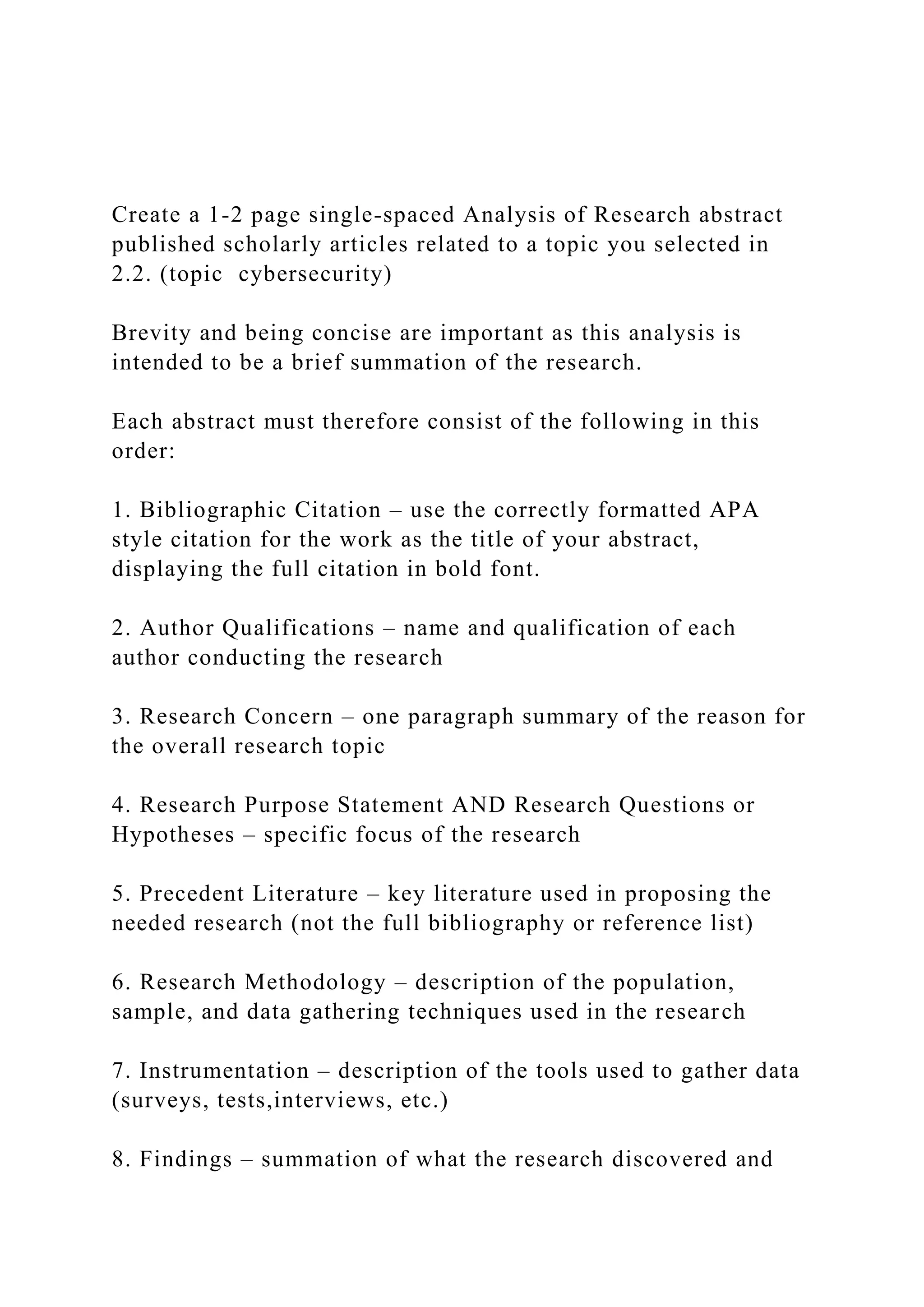 Create a 1-2 page single-spaced Analysis of Research abstract pu.docx