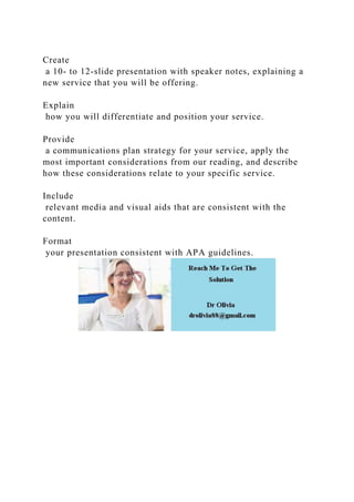 Create a 10- to 12-slide presentation with speaker notes, explaini | PDF