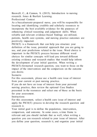 Create a 3-5 page submission in which you develop a PICO(T) questi | PDF