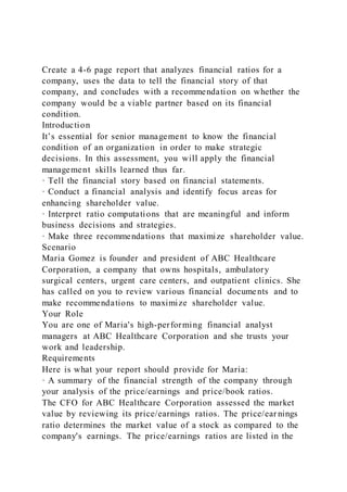 Create a 4-6 page report that analyzes financial ratios for a comp | DOCX