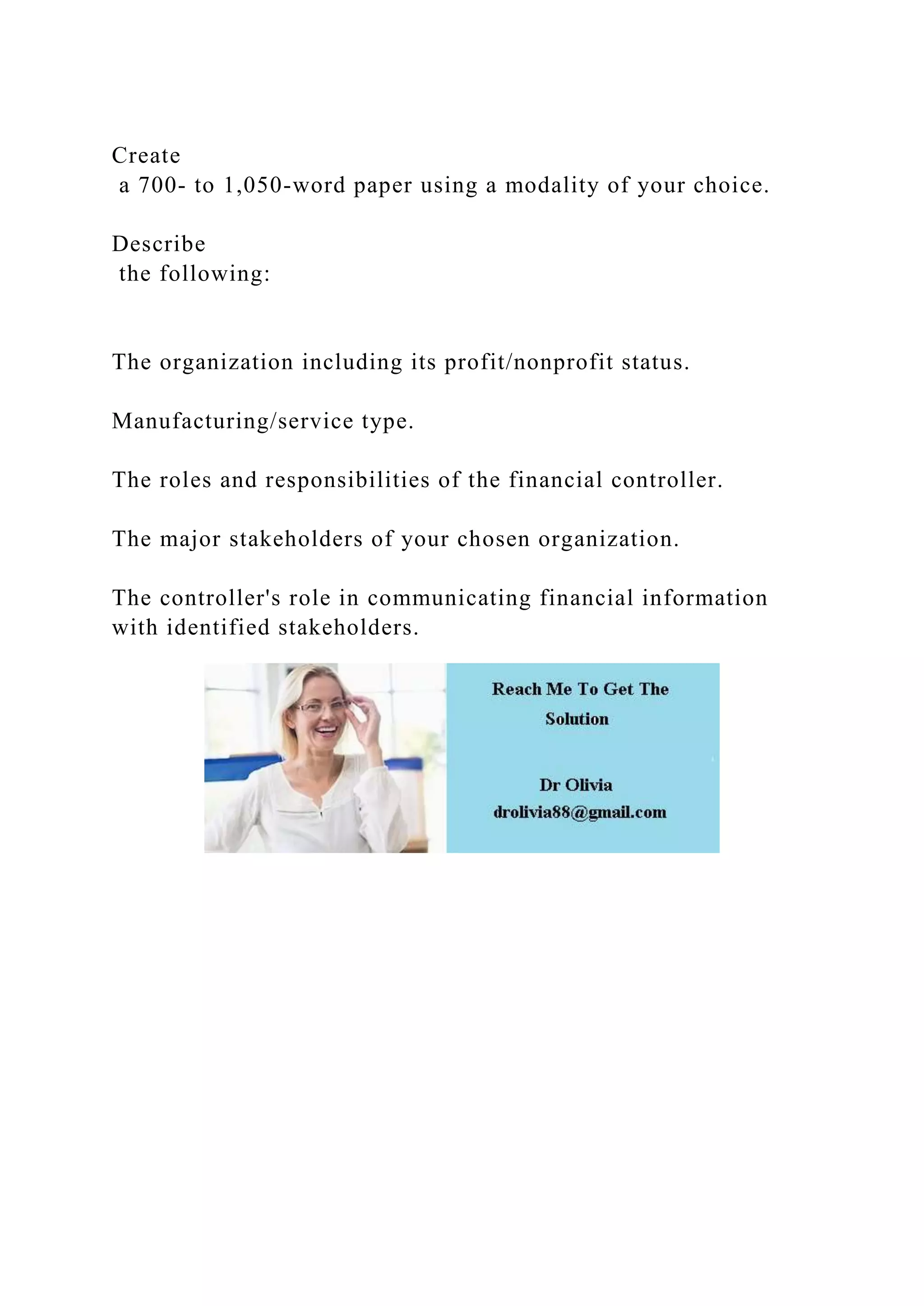 Create a 700- to 1,050-word paper using a modality of your choice. | PDF