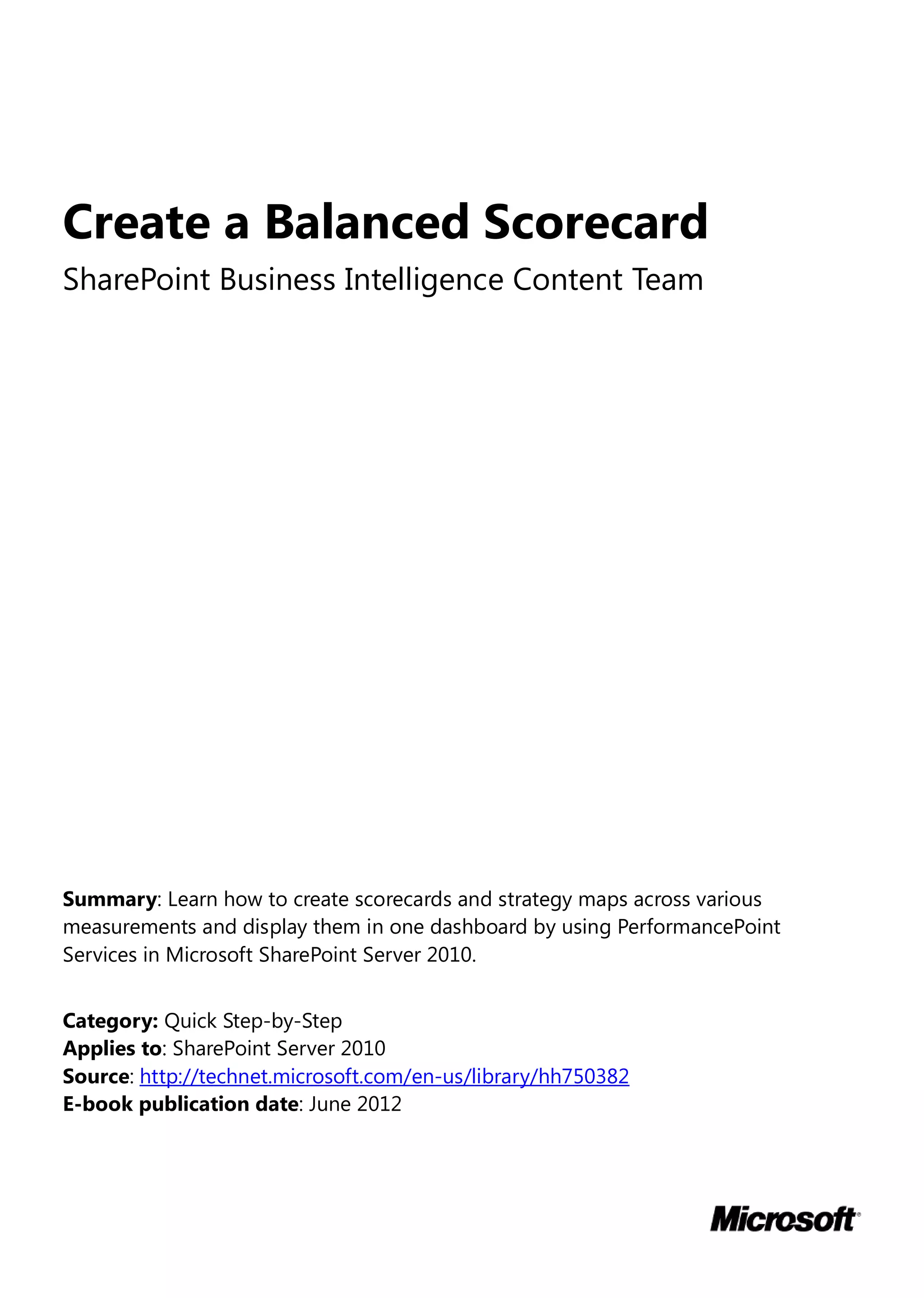Create a balanced scorecard123 steps | PDF