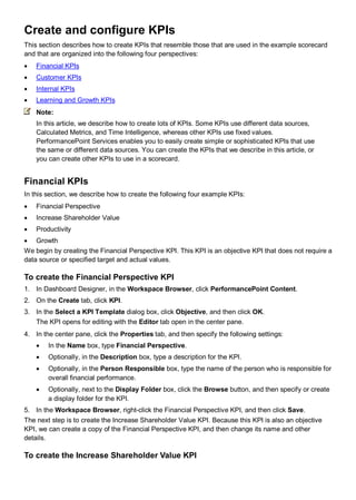 Create a balanced scorecard123 steps | PDF