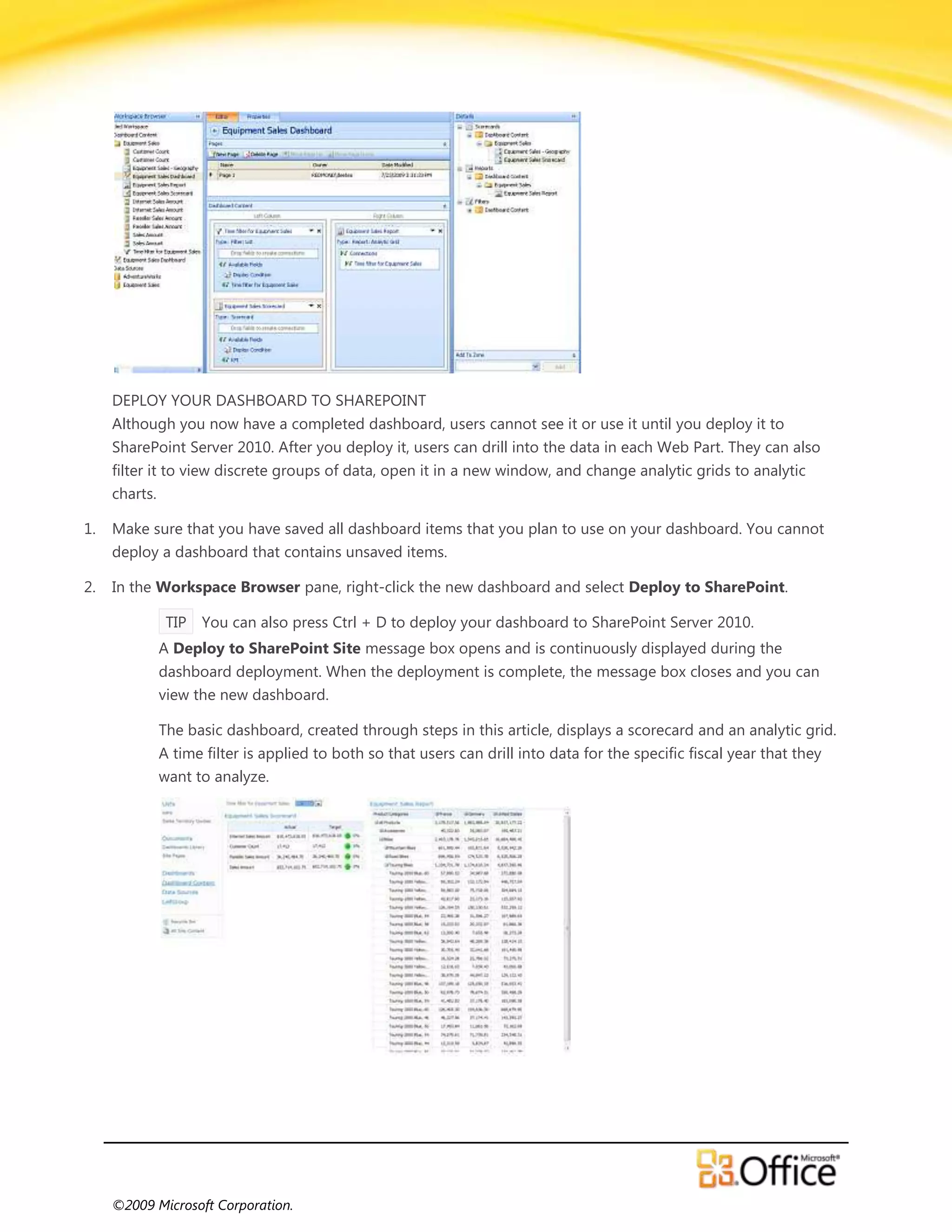 Create a basic performance point dashboard epc | DOCX