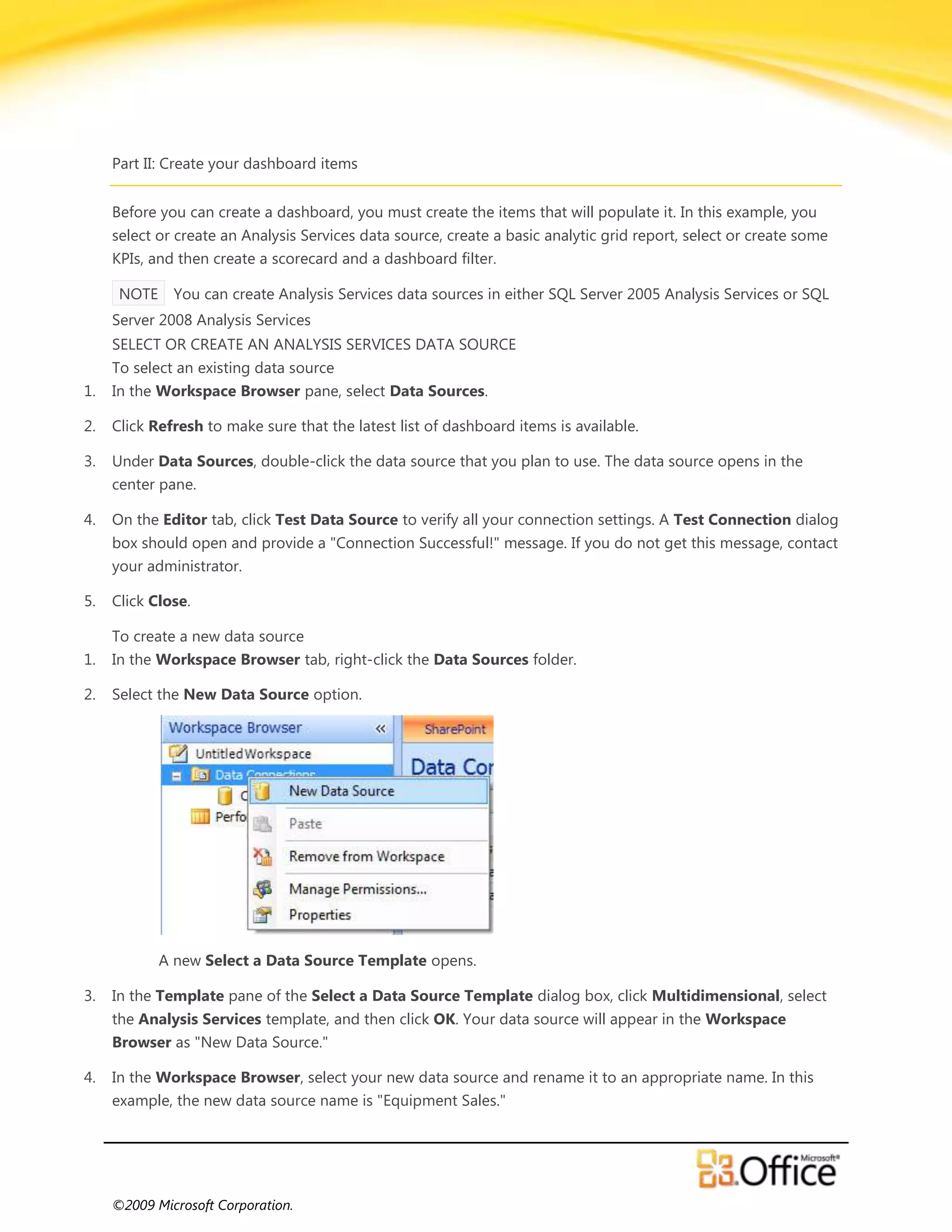 Create a basic performance point dashboard epc | DOCX