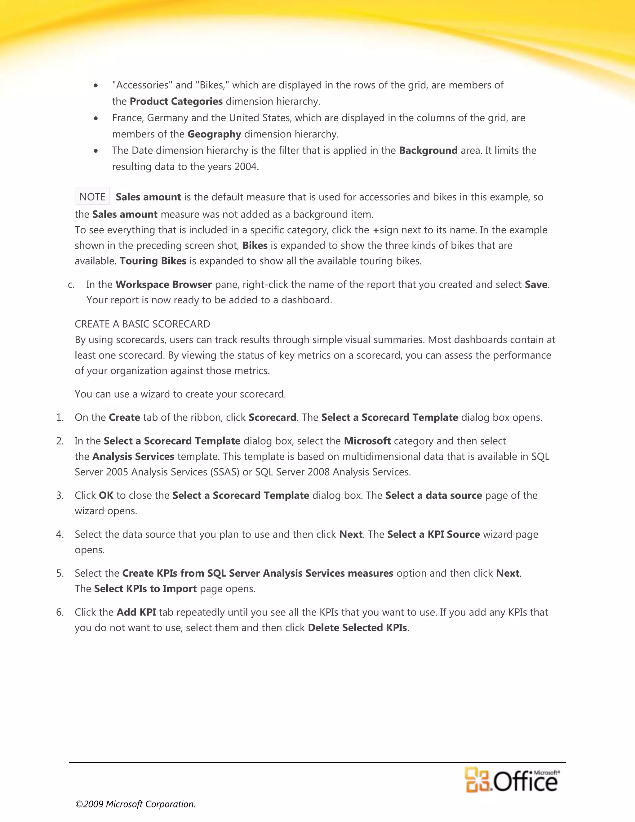 Create a basic performance point dashboard epc | DOCX