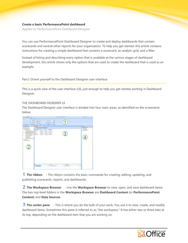 Create a basic performance point dashboard epc | PDF