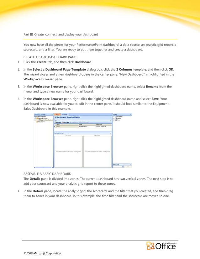 Create a basic performance point dashboard epc | PDF