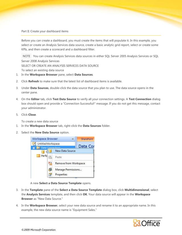 Create a basic performance point dashboard epc | PDF