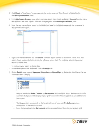 Create a basic performance point dashboard epc | DOCX